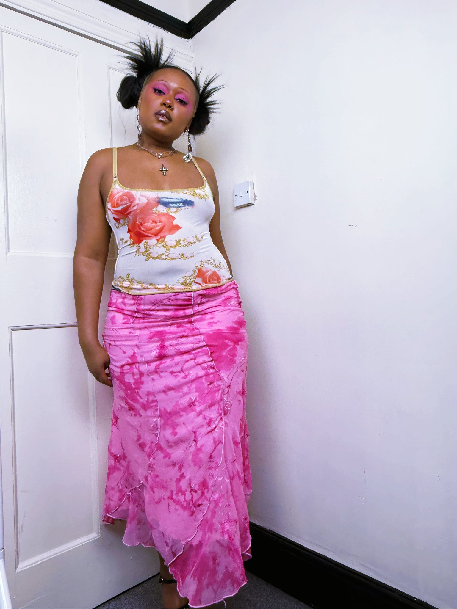 Pink fairycore asymmetrical maxi skirt – Lapoze